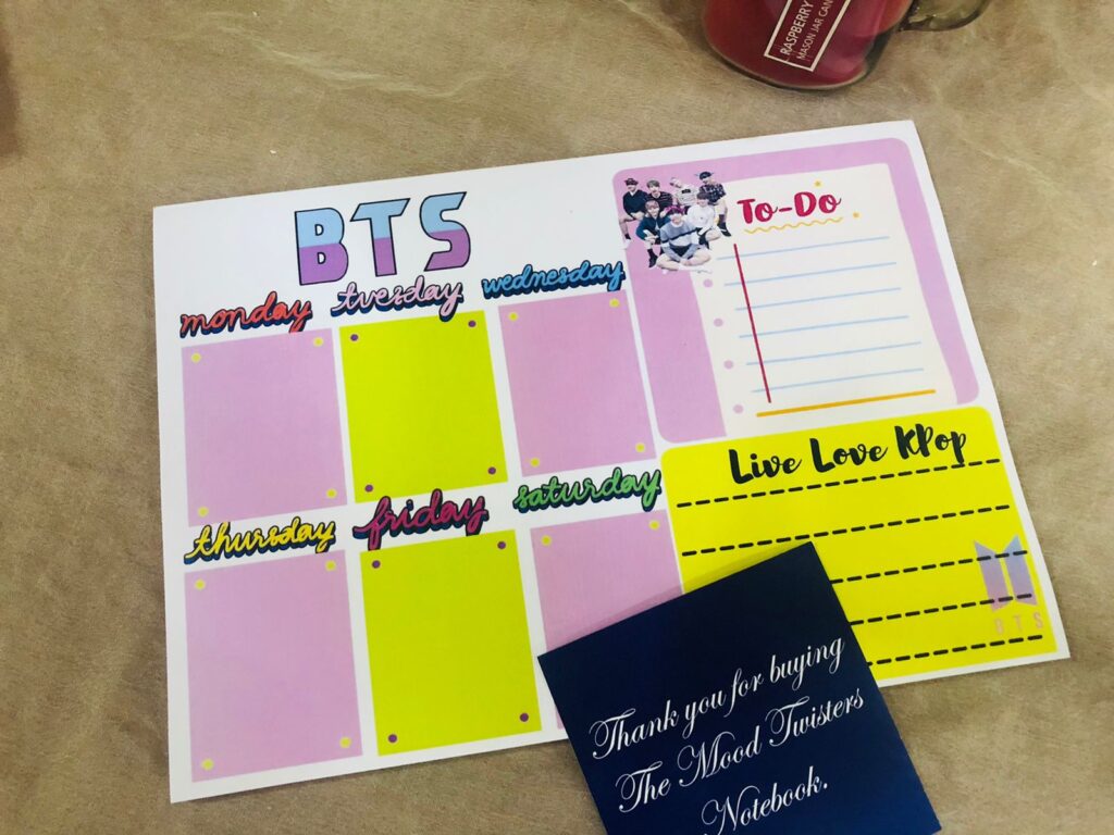 BTS K POP Culture Theme A4 Size weekly Planner – The Mood Twisters